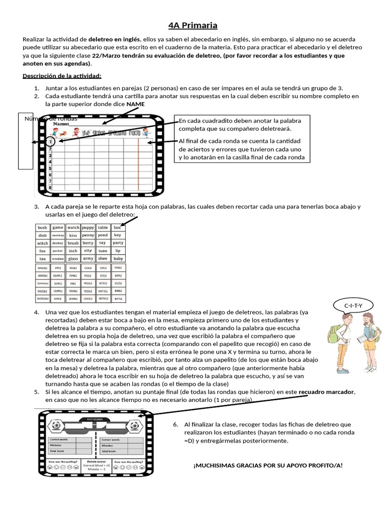 Spelling Race Activity Description | PDF | Language Arts & Discipline ...