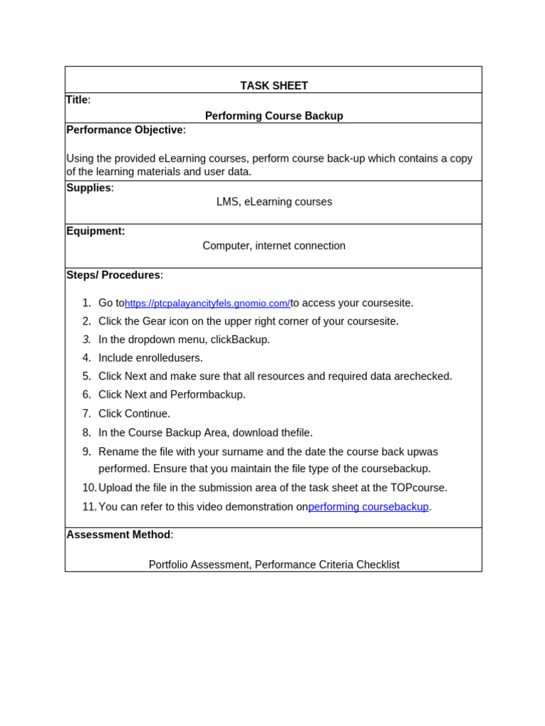 TASK-SHEET-Backup | PDF