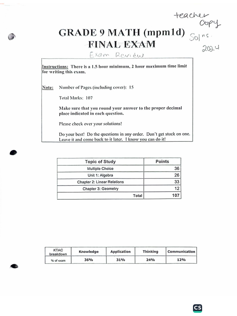 Course Review Jensen Math 2024 SOLUTIONS | PDF