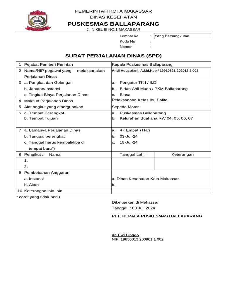 SPD Transport Kelas Balita | PDF