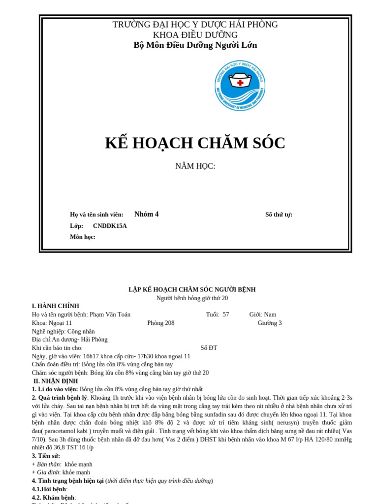 CHỮA Khcs Bệnh Nhân Bỏng 4 | PDF