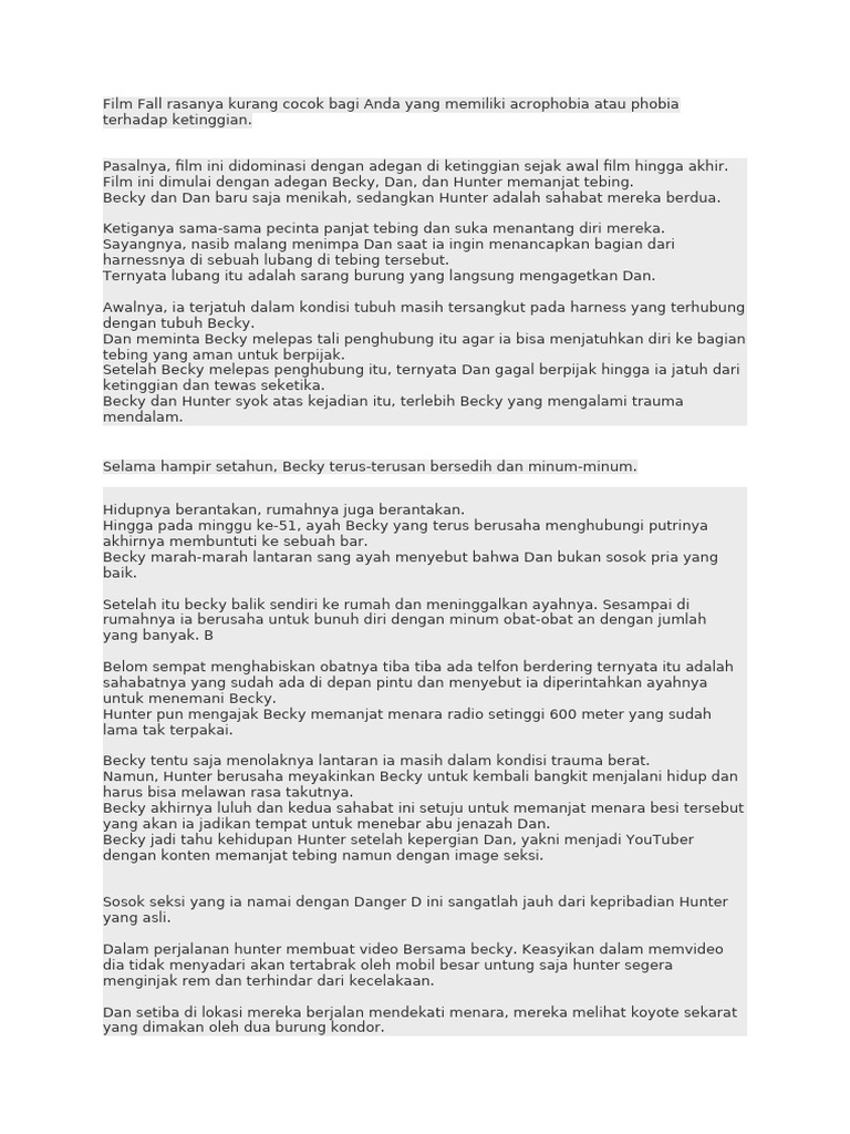 Alur Cerita Film Fall | PDF