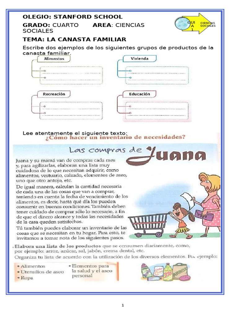 Actividad Canasta Familiar | PDF