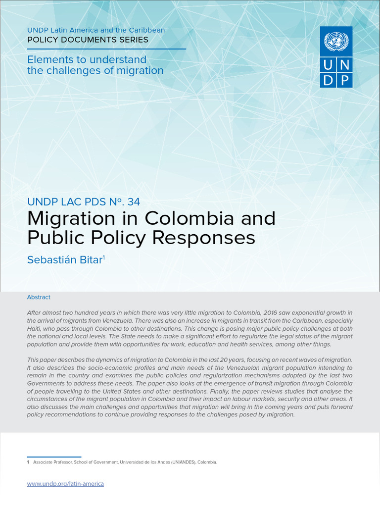 PNUDLAC Working Paper 34 Colombia EN | PDF | Human Migration | Finance ...