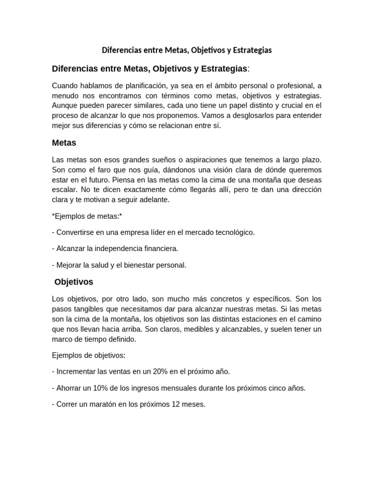 Diferencias Entre Metas | PDF