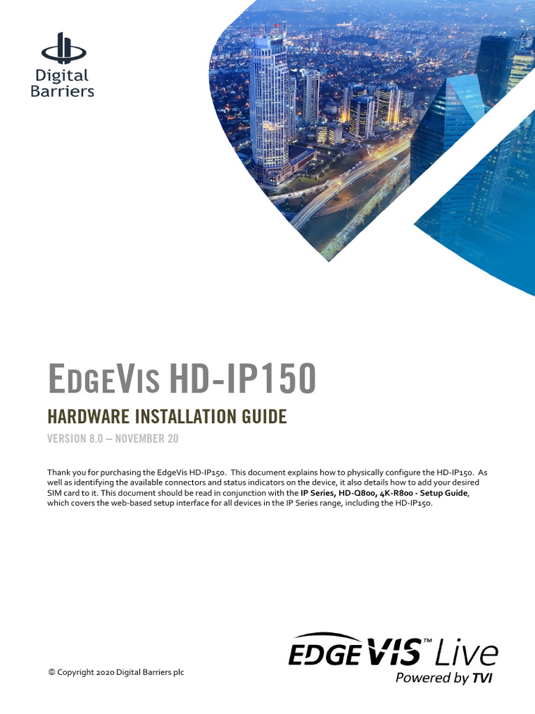 HD-IP150 - Hardware Installation Guide v8.0 | PDF