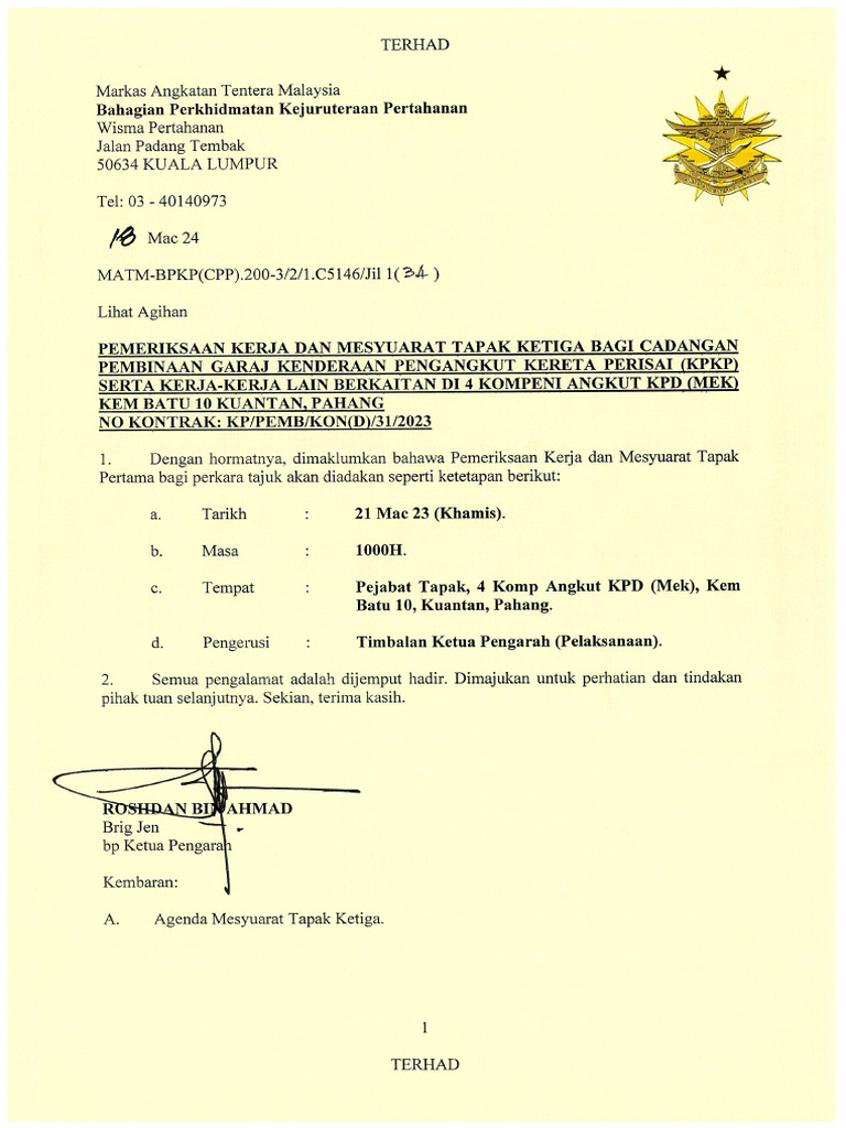 Surat Panggilan Mesy Tapak Ketiga Garaj KPKP | PDF