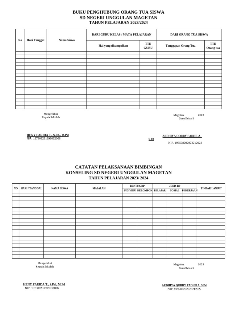 Contoh Admin Kelas | PDF