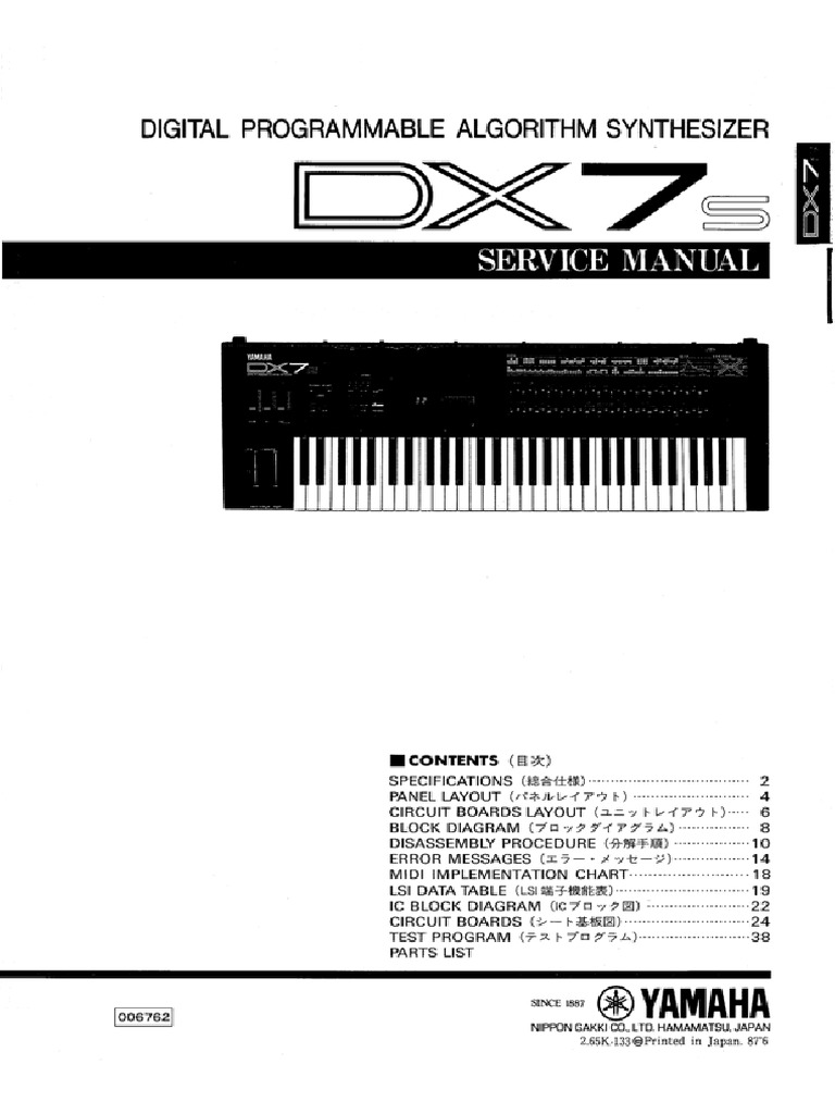 Yamaha DX7s-service-manual-complete | PDF