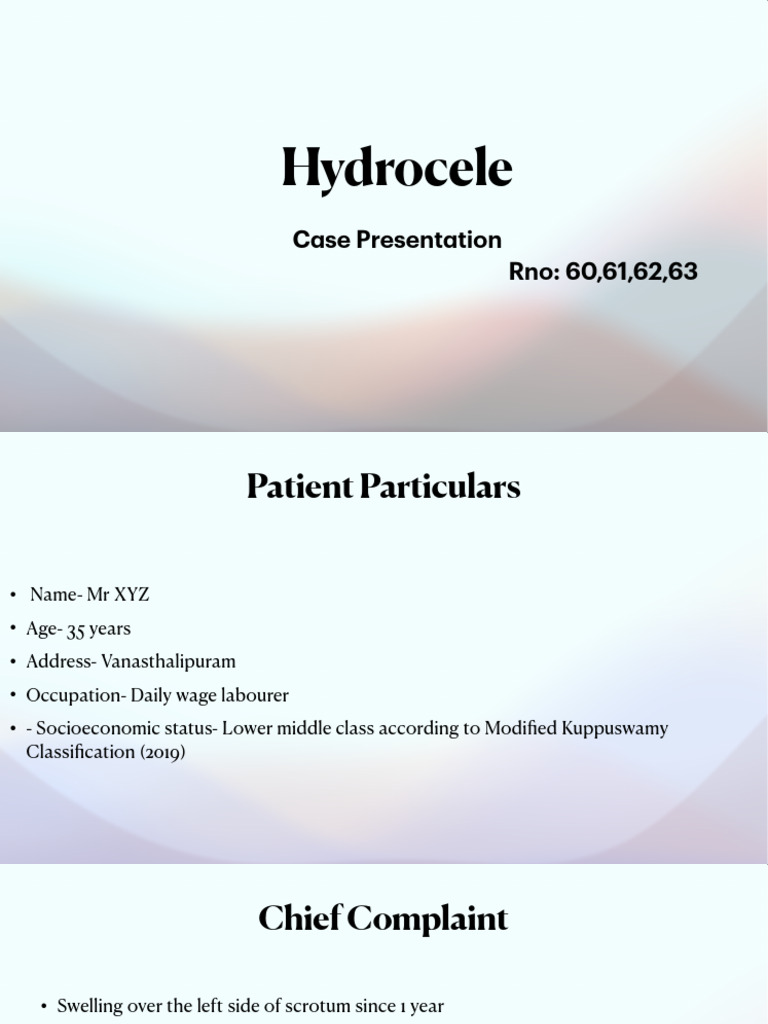 Hydrocele Case Presentation and Management | PDF | Medical Specialties ...