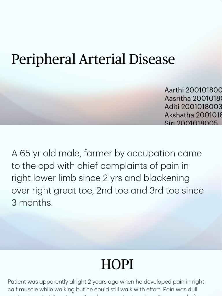 Peripheral Arterial Disease 1 To 5 | PDF | Angiology | Cardiovascular ...