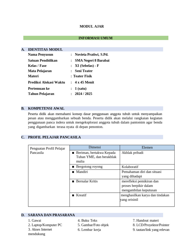 Modul Teater Fase F Erma | PDF