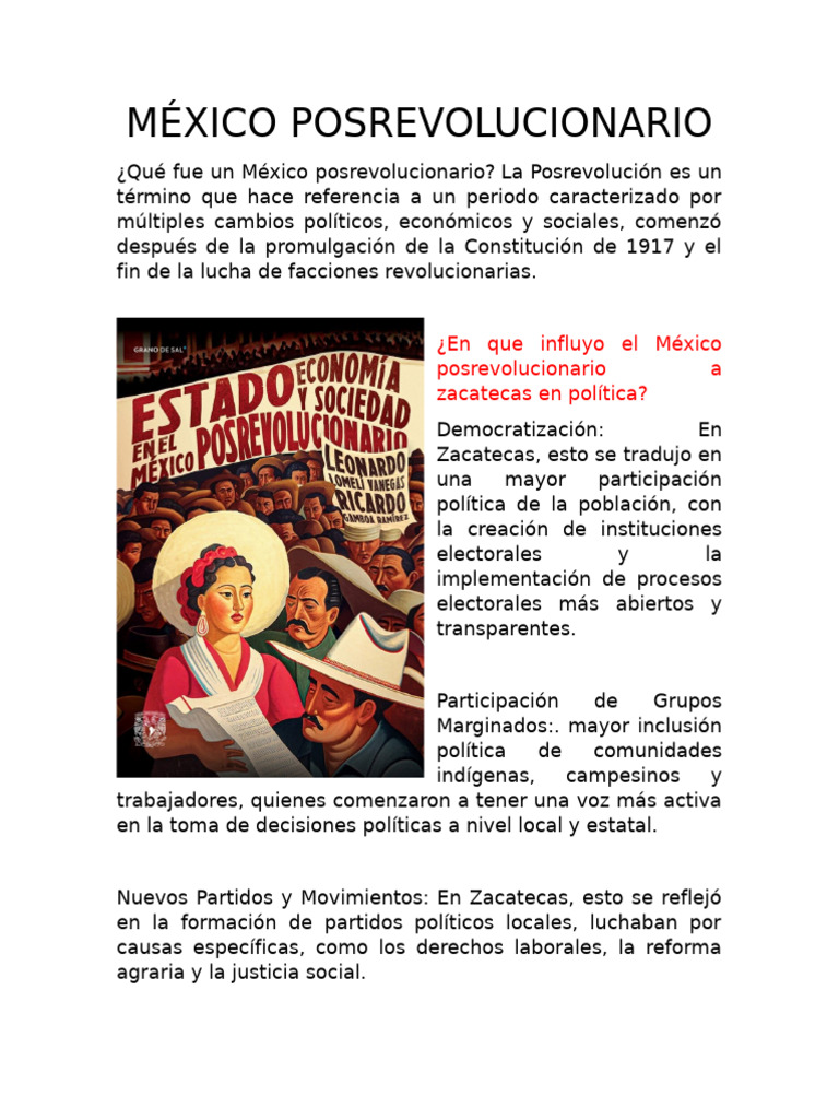 México Posrevolucionario | PDF