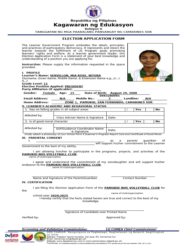 Election Application Form | PDF