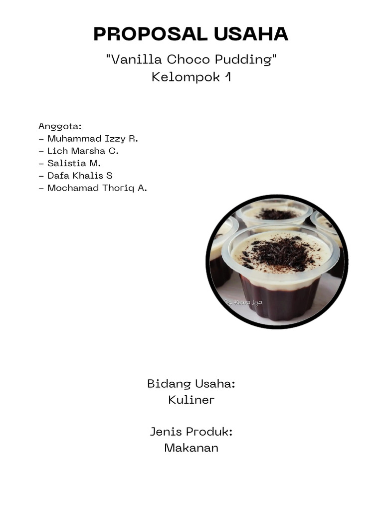 Proposal Usaha Vanilla Choco Pudding - Kelompok 1 - 20240821 - 093105 - 0000 | PDF