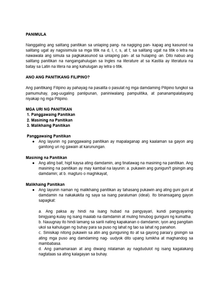 Manunulat Sa Panitikang Filipino | PDF