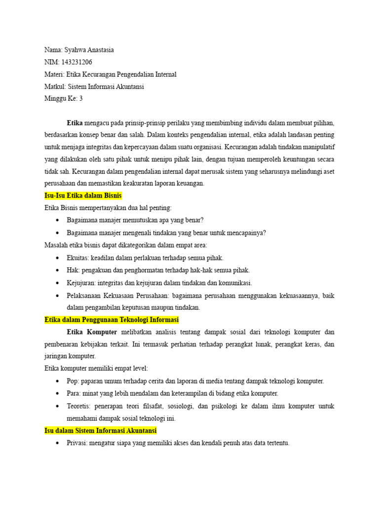 RMK TM 3 SIA - Syahwa Anastasia - 143231206 - O | PDF