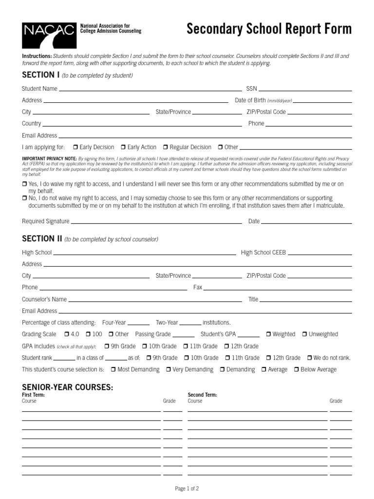 Secondary School Report Form | PDF
