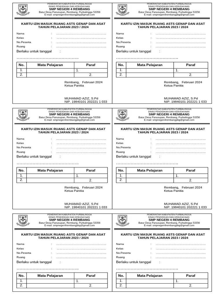 Kartu Izin Masuk | PDF