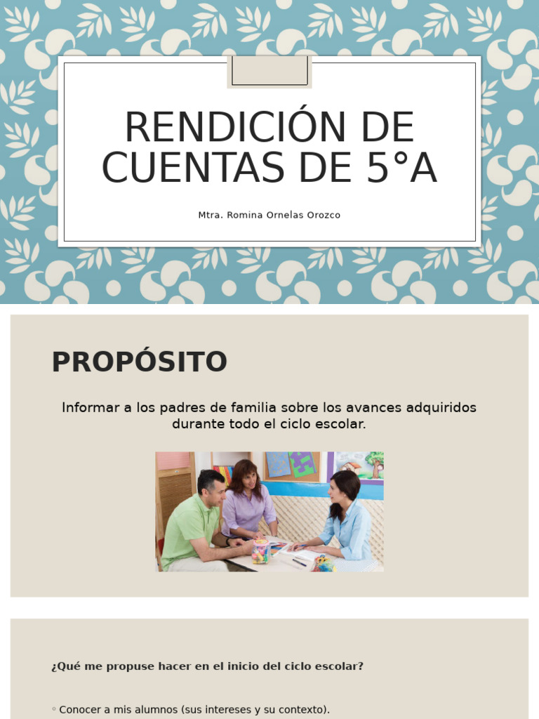 5°a Rendicion de Cuentas para Papás | PDF
