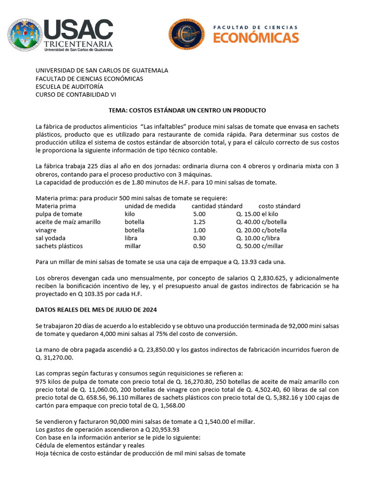 Para Prácticas Costos STD Ucup | PDF