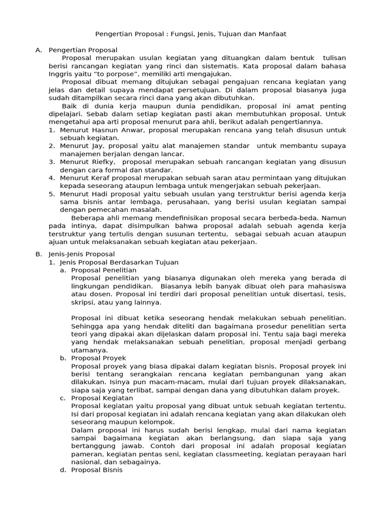 Pengertian Proposal | PDF