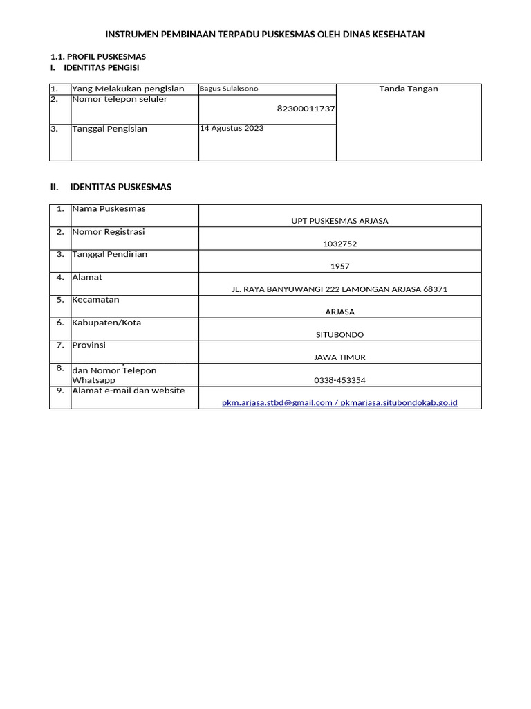 Arjasa INSTRUMEN TPCB Selasa | PDF