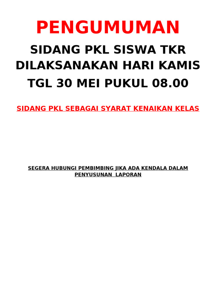 Pengumuman TKR | PDF