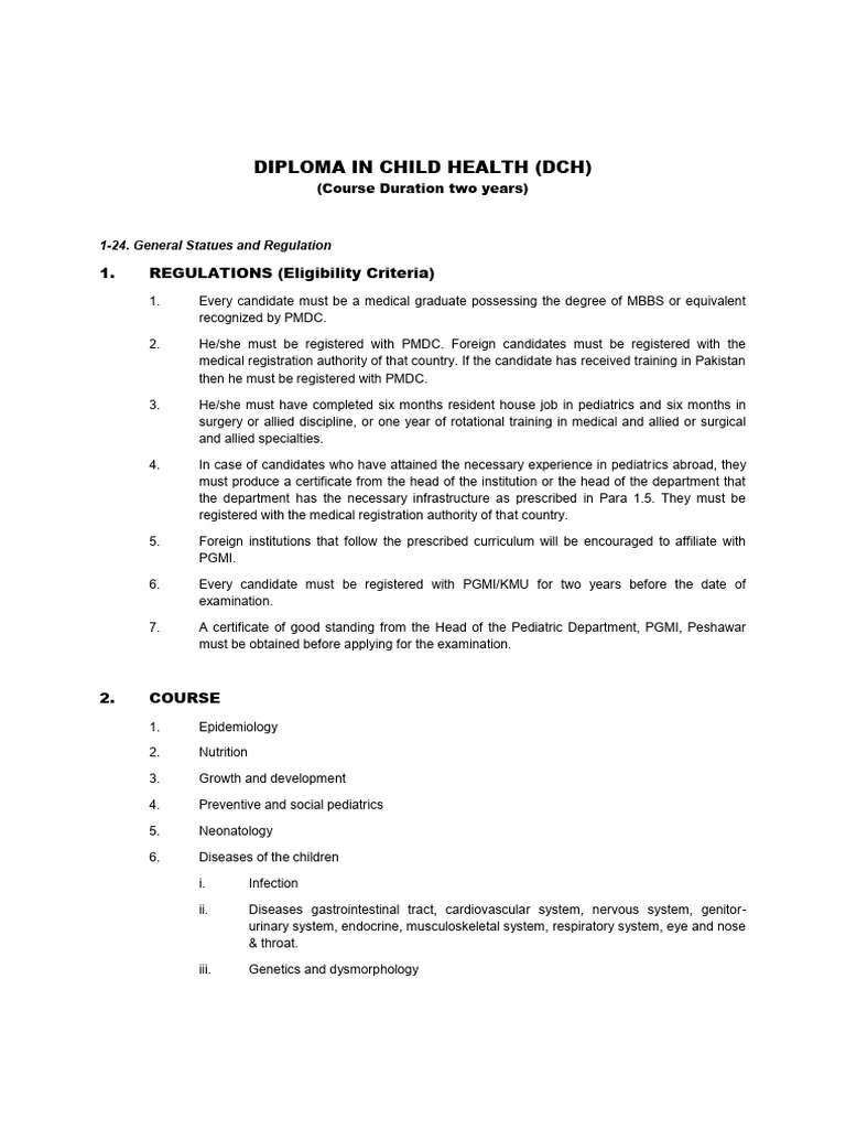 Diploma in Child Health | PDF