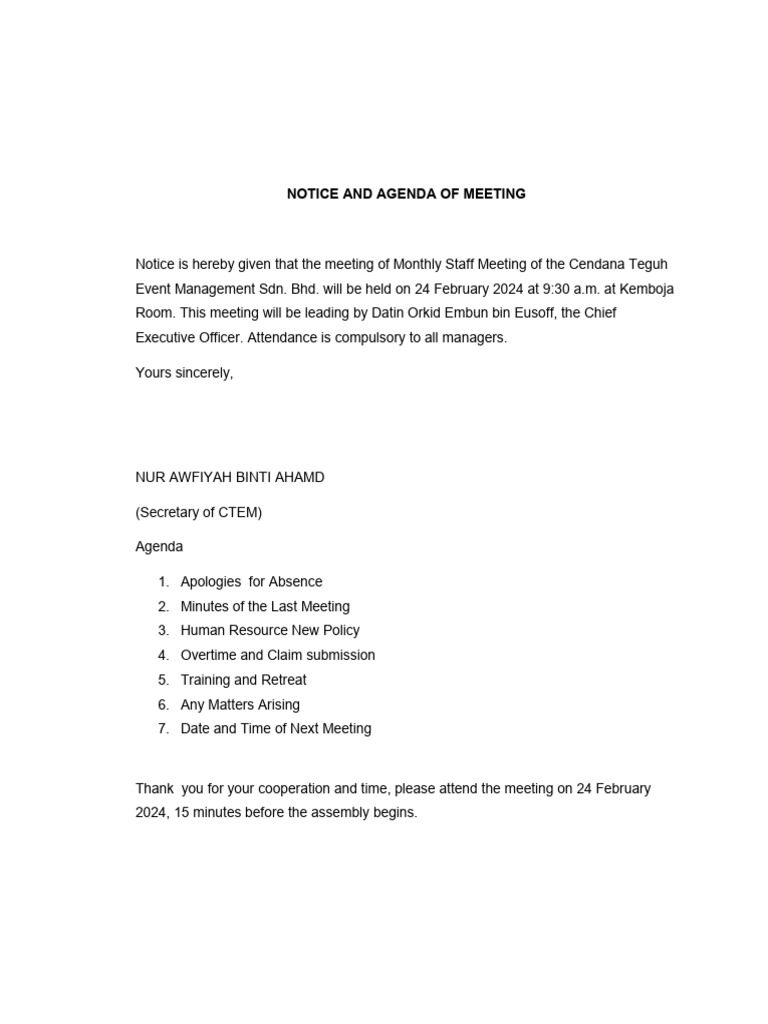 Notice and Agenda | PDF