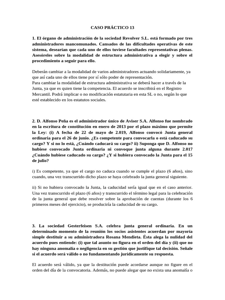 CASO PRÁCTICO 13 CIVIL URJC | PDF