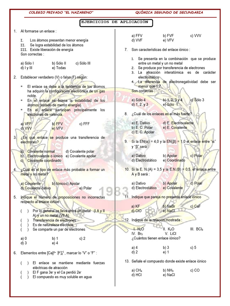 Enlace Químico Pdf