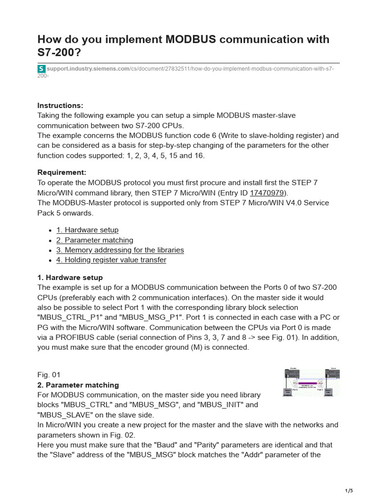 How Do You Implement MODBUS Communication With S7-200 | PDF | Parameter (Computer Programming ...