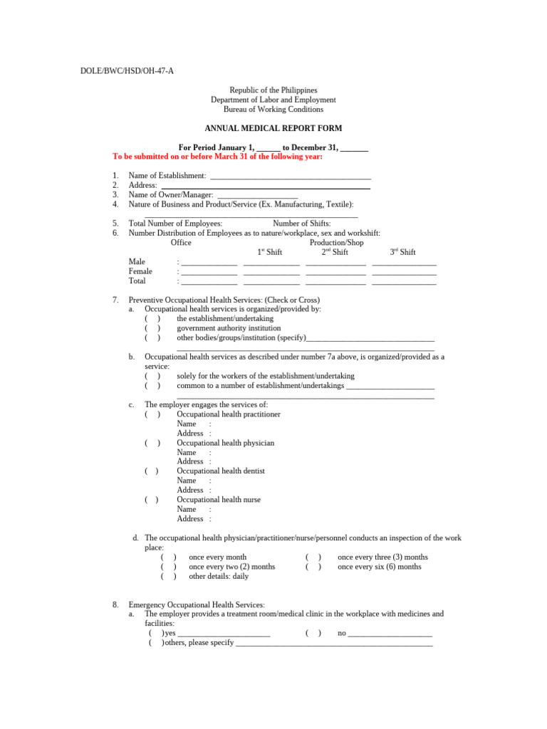 DoLE Annual Report Forms | PDF