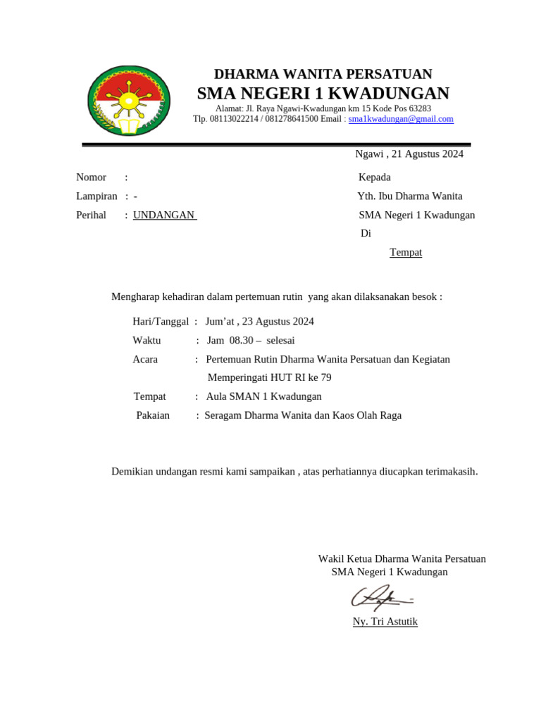 Undangan DWP Agustus 2024 | PDF