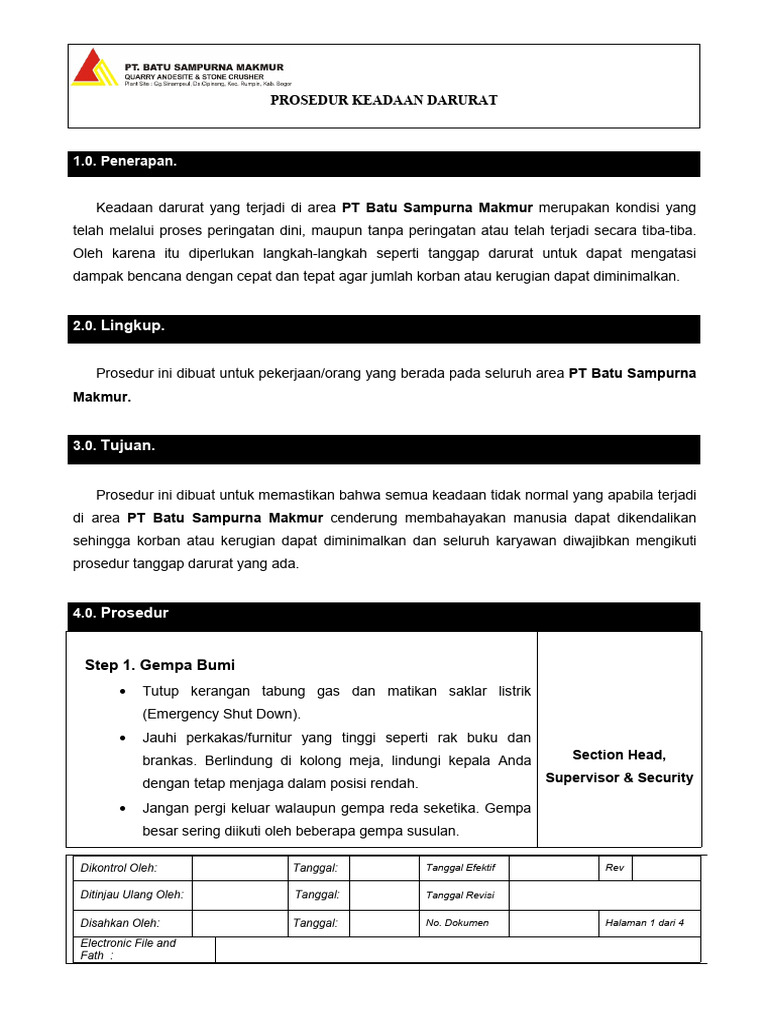 APL 1.11 SOP Keadaan Darurat | PDF
