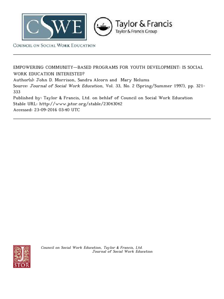 Empowering Community Based Programs For Youth Development | PDF