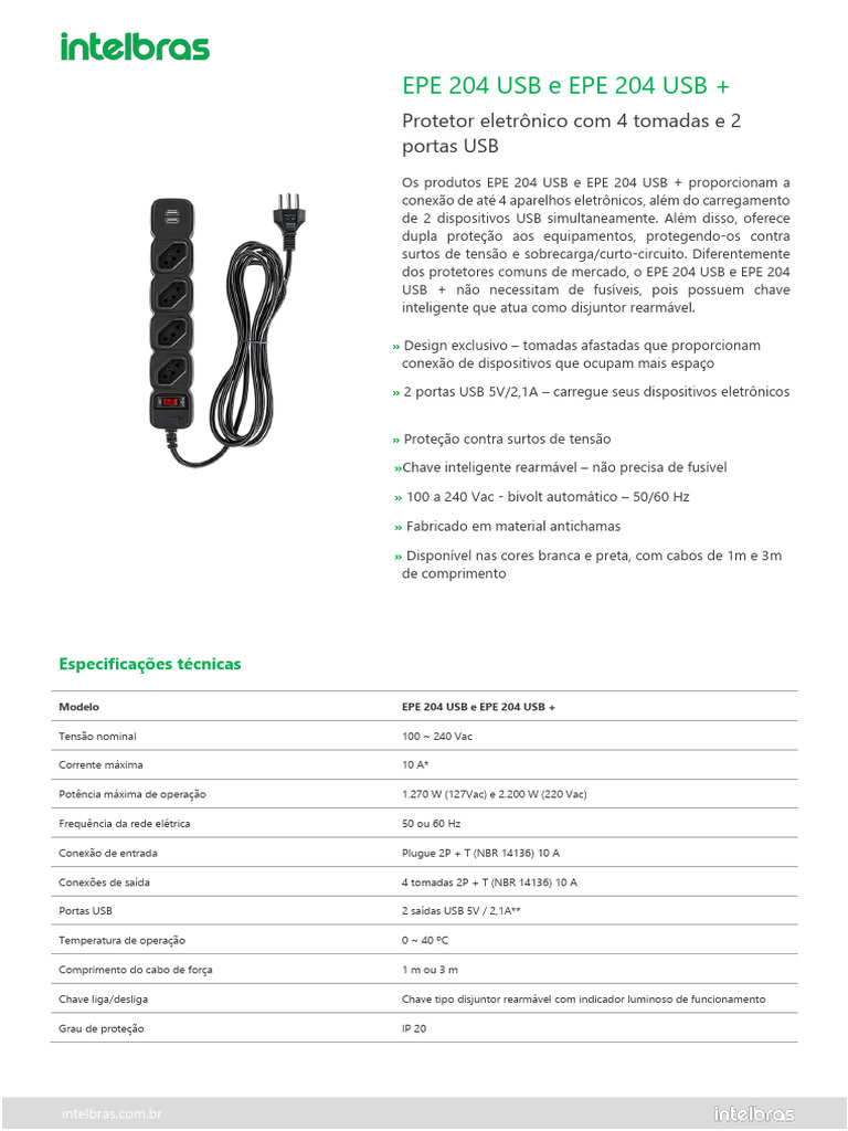 Datasheet EPE 204 USB e EPE 204 SUB+ - 0 | PDF