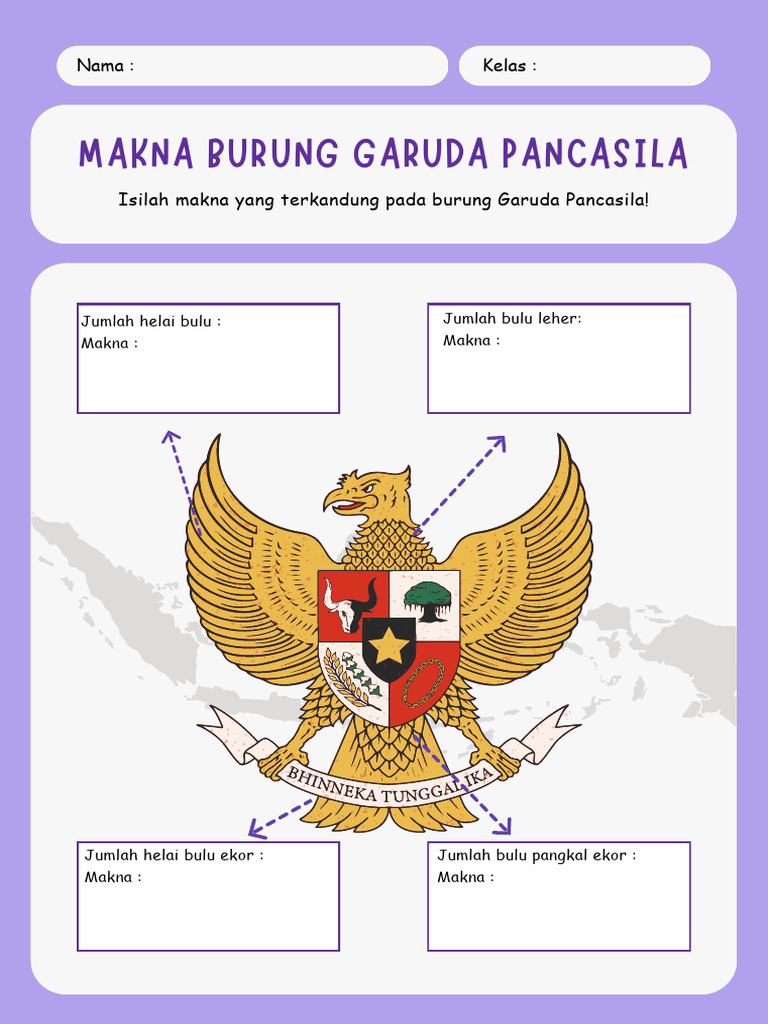 Lembar Kerja Makna Burung Garuda Pancasila Ungu Sederhana | PDF