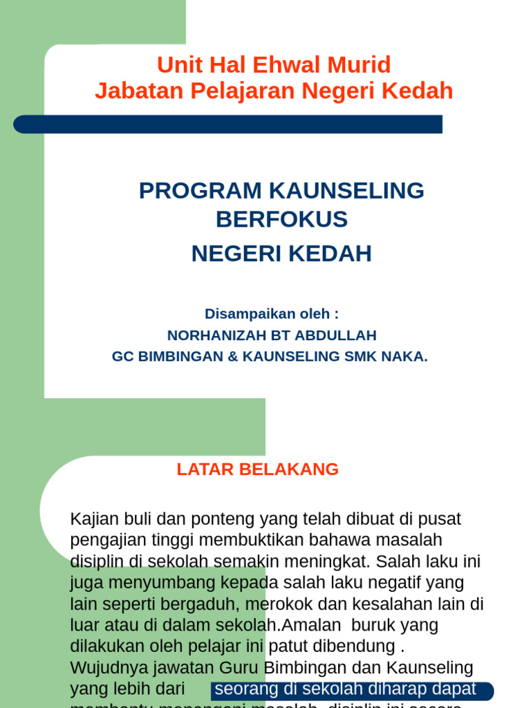 Program Kaunseling Berfokus | PDF