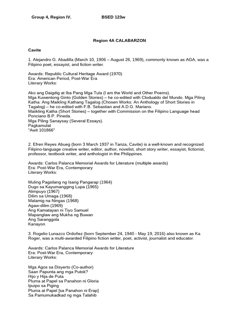 Group 4 Region 4 - Copy (AHH | PDF