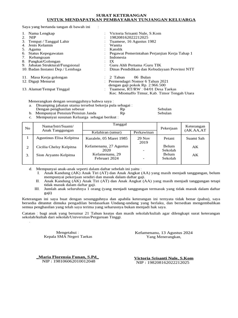 Format Model C PPPK P1 | PDF