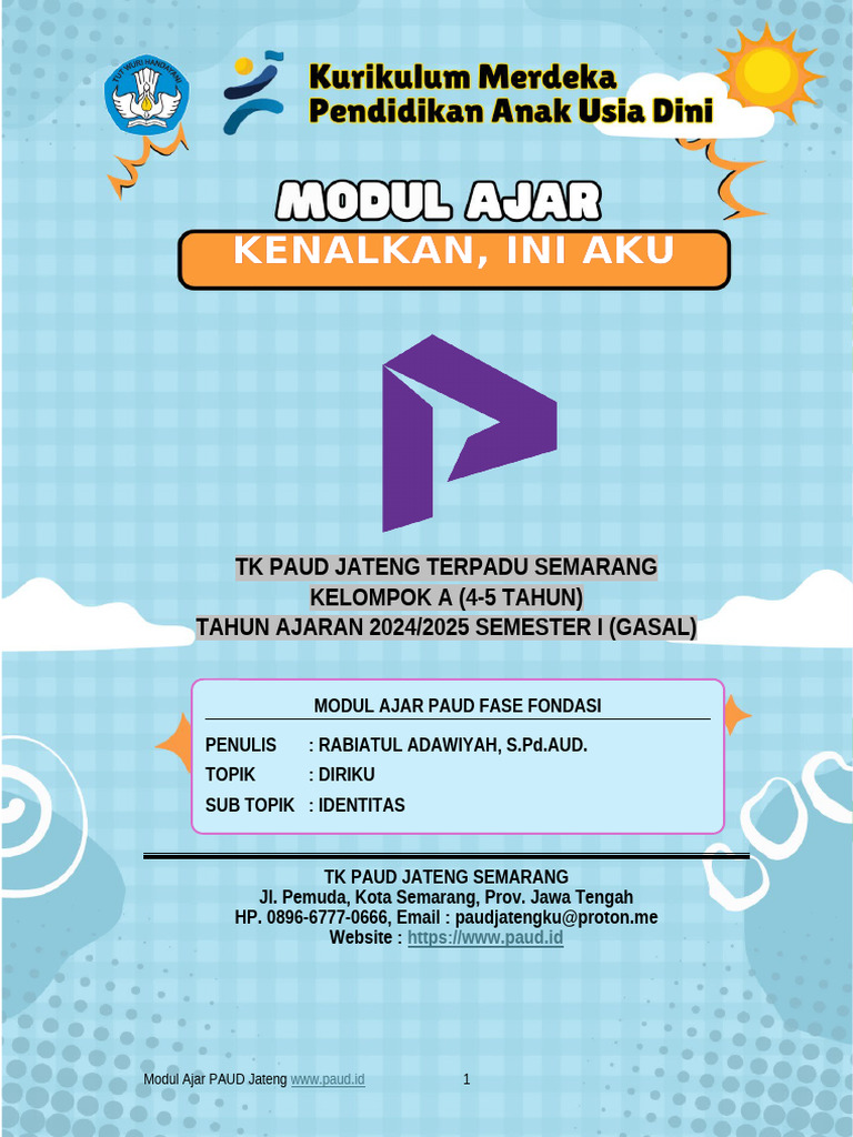 TK A Smt1 01 Modul Ajar 2024 2025 Kenalkan | PDF