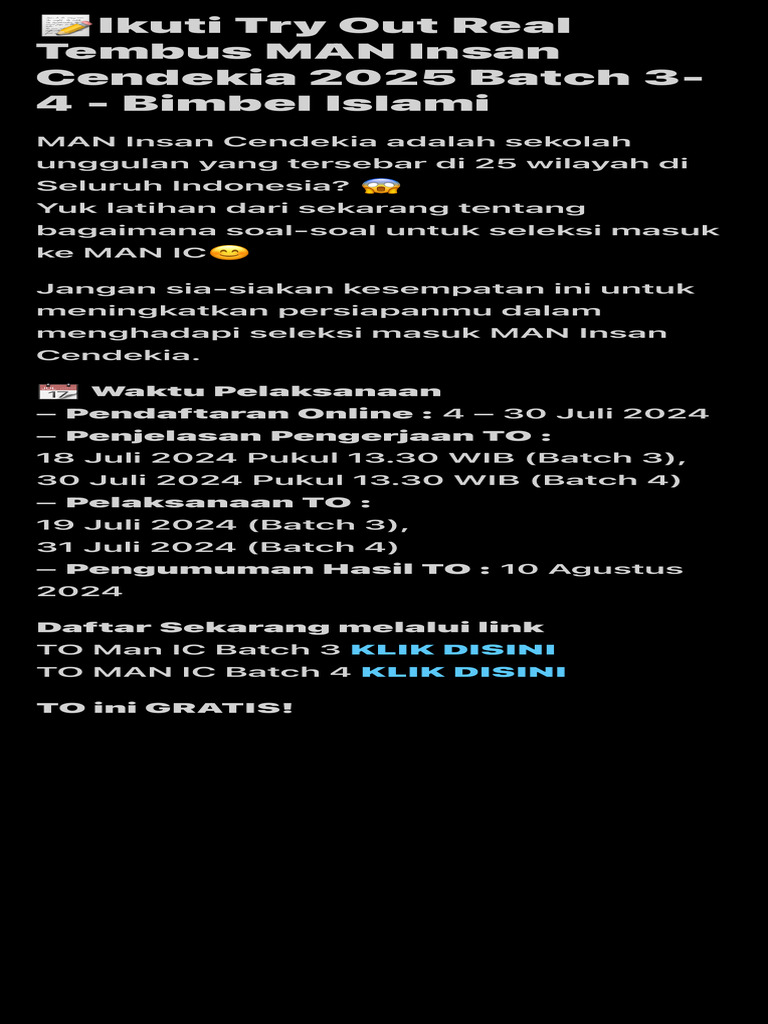 ?ikuti Try Out Real Tembus MAN Insan Cendekia 2025 Batch 3-4 - Bimbel ...