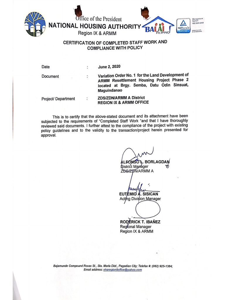 Variation Order No. 1 files | PDF