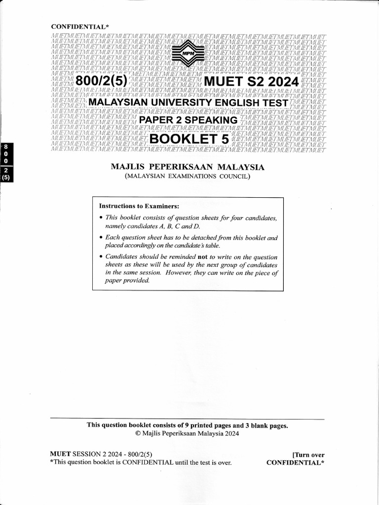 MUET S2 2024 BOOKLET 5 Answer | PDF