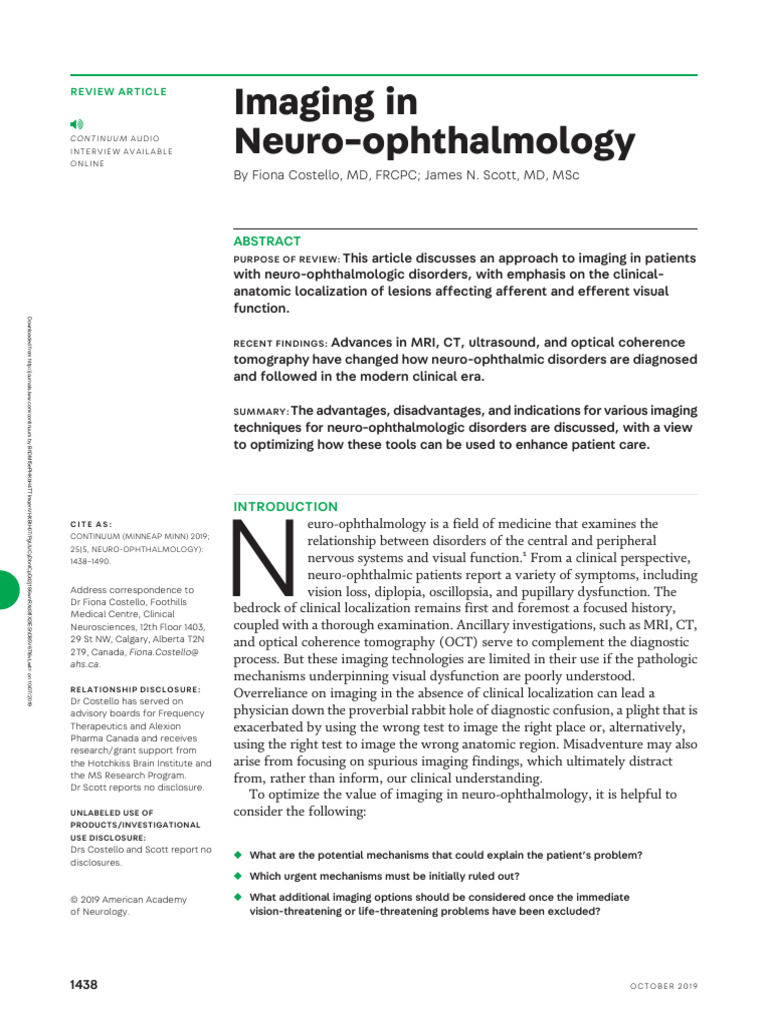Imaging in Neuro-Ophthalmology | PDF