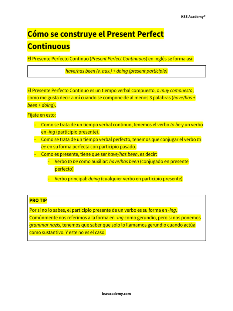Present Perfect Continuous | PDF