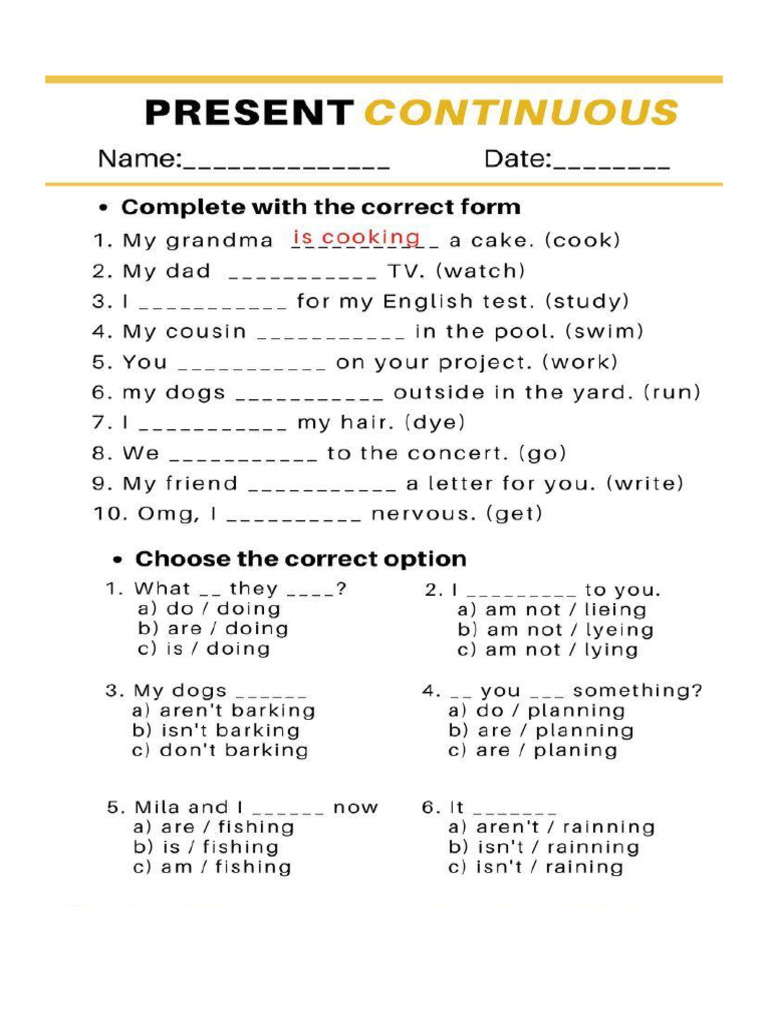 Presente Continuo | PDF