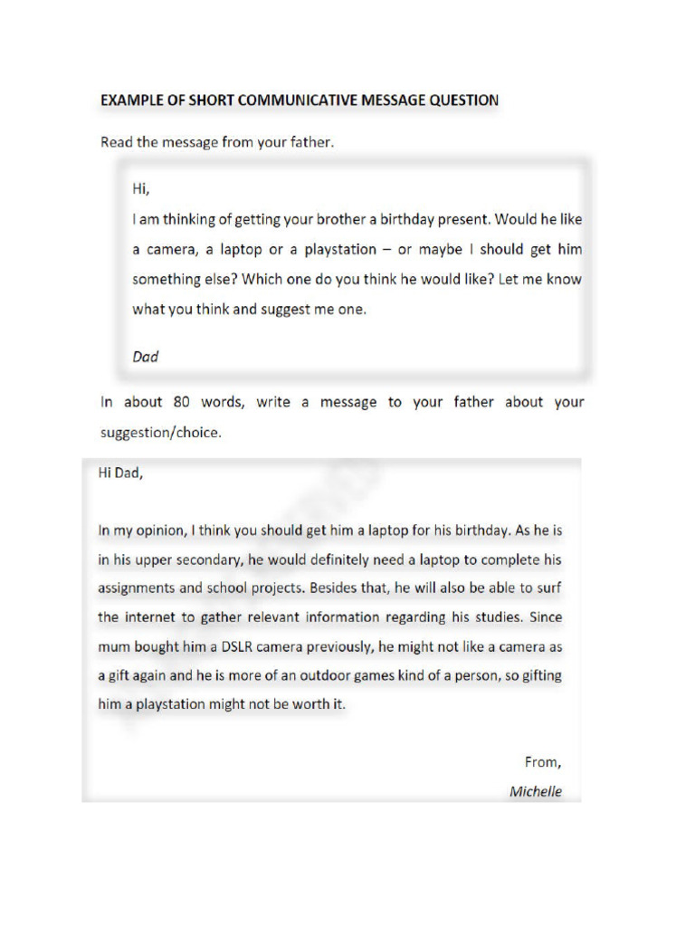 Sample Short Communicative Message | PDF